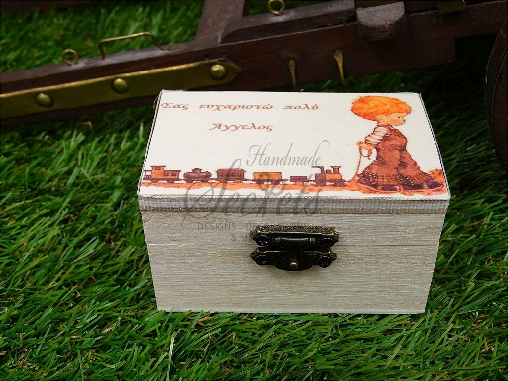 μπομπονιέρες βάπτισης ξύλινο κουτάκι με decoupage, Anna's Secret