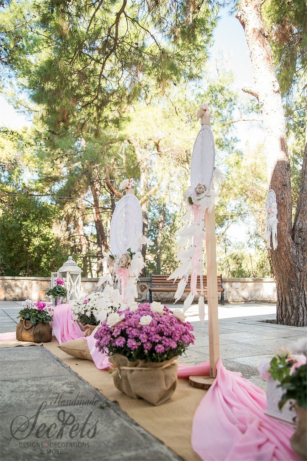 στολισμός βάπτισης, διακόσμηση βάπτισης, βάπτιση με ονειροπαγίδες, ροζ ...