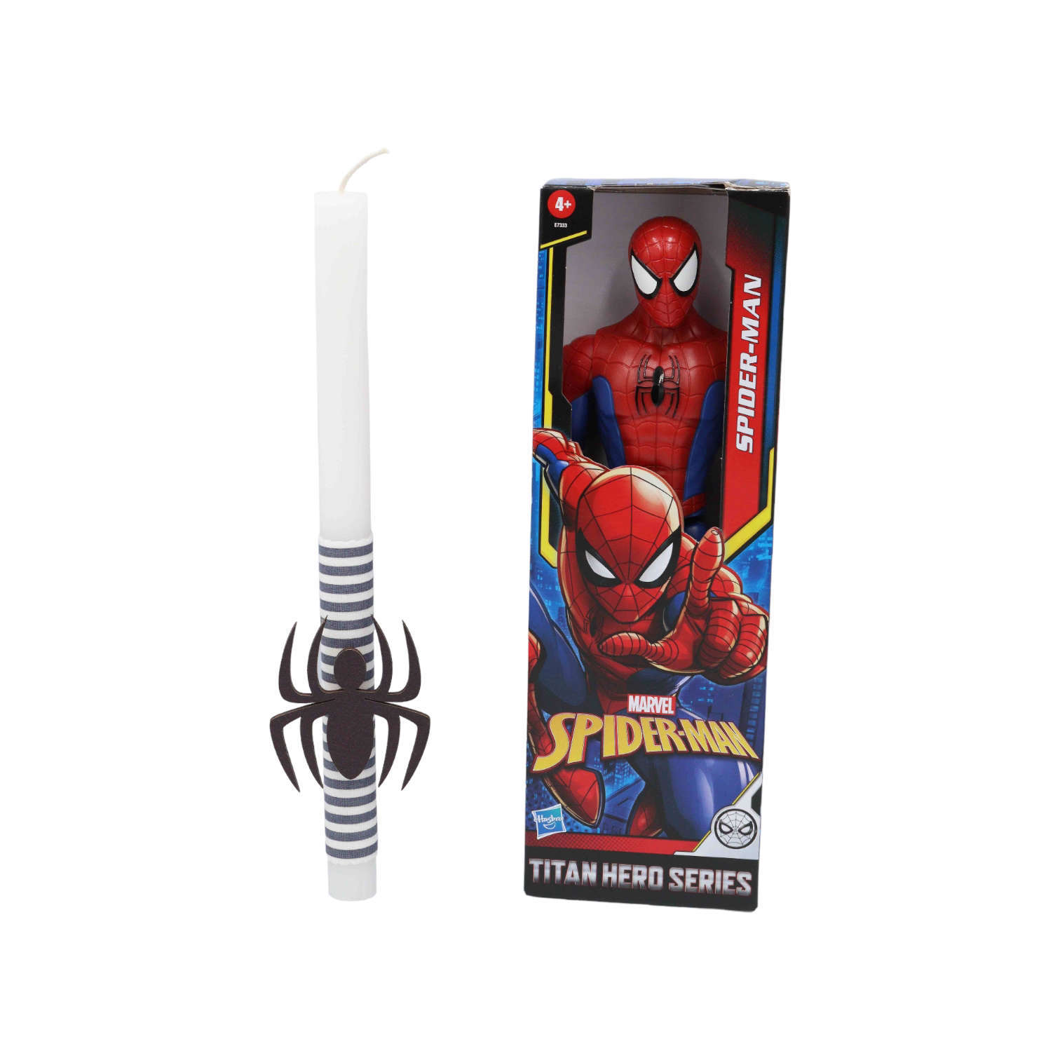 Πασχαλινή λαμπάδα Spiderman με αρωματικό κερί & ξύλινο μαγνητάκι το ...