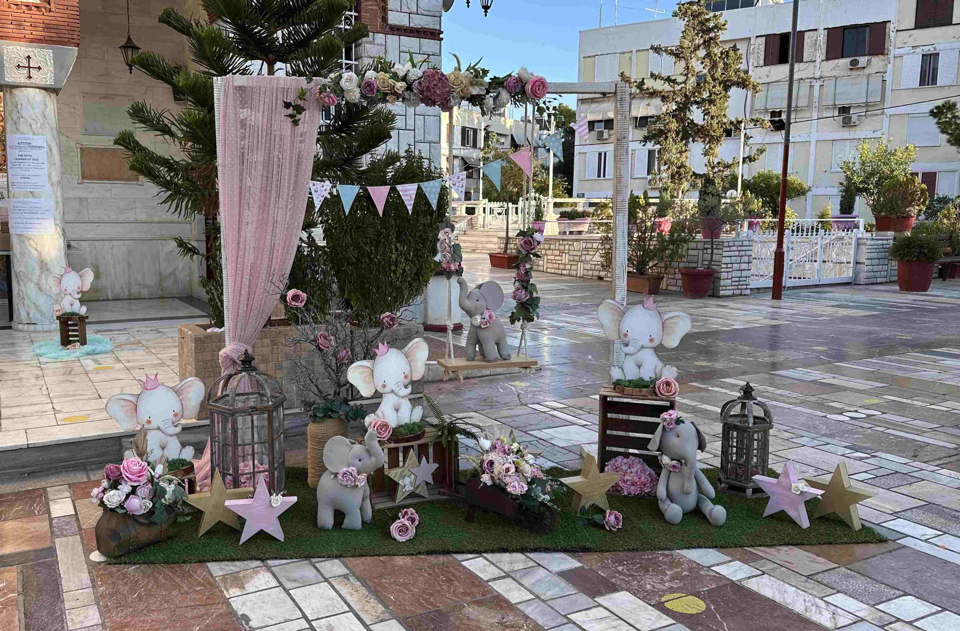 στολισμός βάπτισης με θέμα ελεφαντάκι, διακόσμηση για βάπτιση κοριτσιού ...